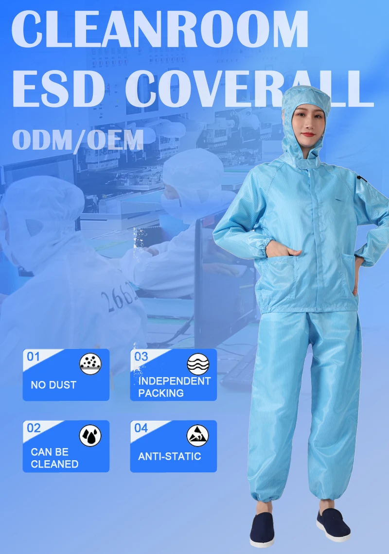 Reusable Cleanroom Split Suit Work Clothes Lint Free Antistatic Suit ...