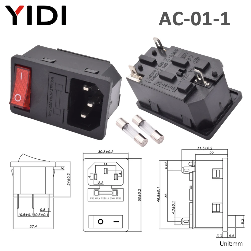 Alibaba.com: IEC320 C13/C14 3-pin rewireable panel mount power inlet ...
