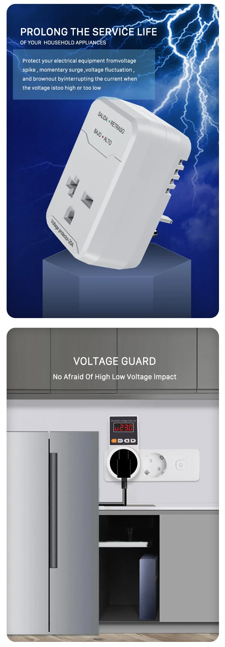 South African Plug Over Voltage And Under Voltage 110v Plugin Voltage ...