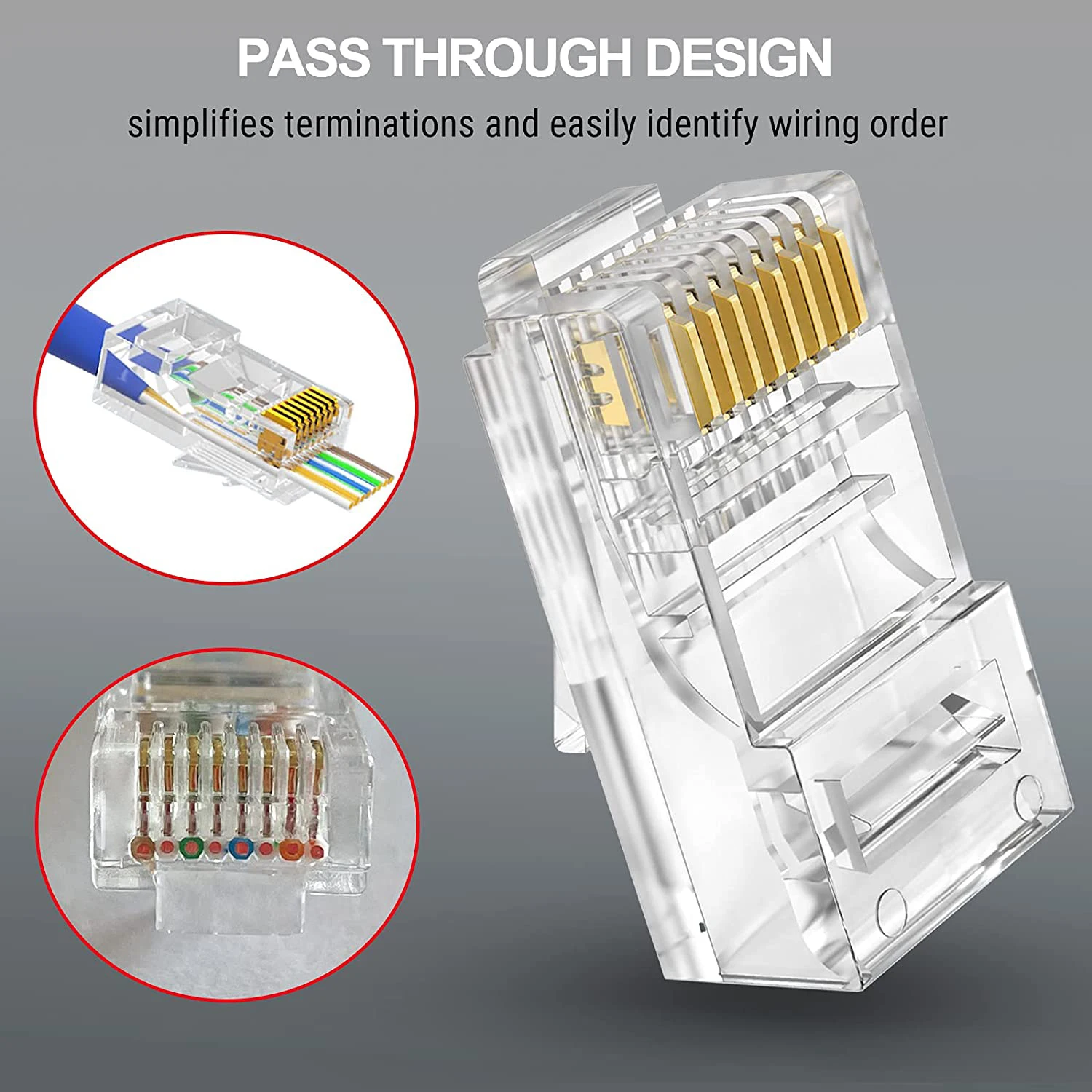 Network Cable UTP RJ 45 RG45 Ethernet RJ45 Passthrough Cat 6