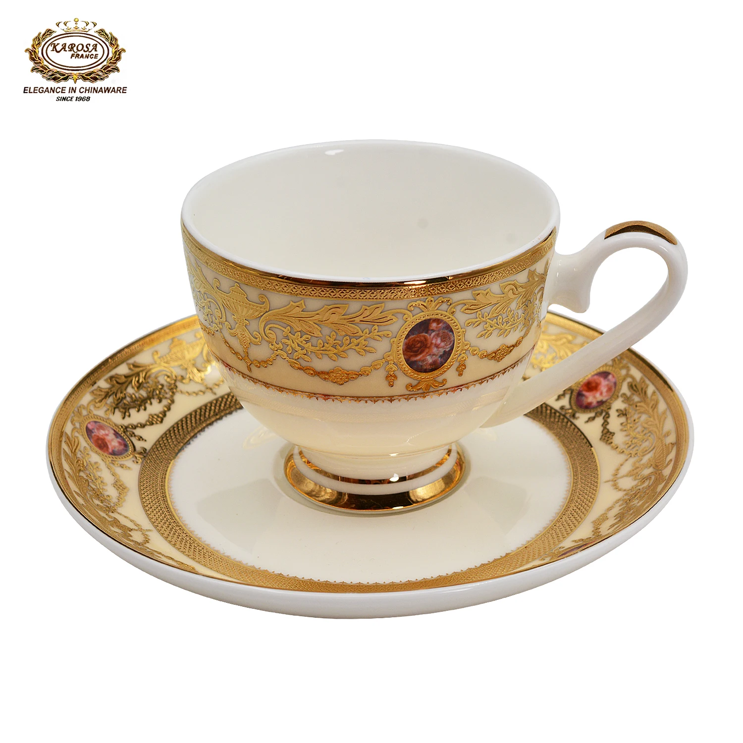 Karosa 17-piece Western Luxury Fine Bone China With Embossed Gold ...