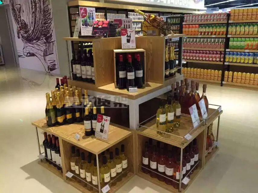 Stackable Wine Rack Liquor Floor Display Stand Supermarket Wine Display ...