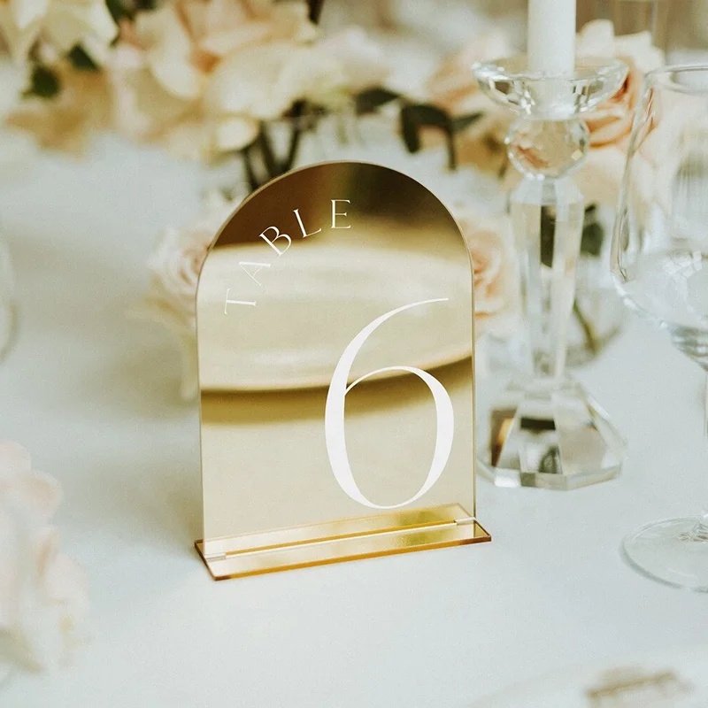 Modern Gold Mirror Acrylic Table Numbers Clear Frosted White Black ...