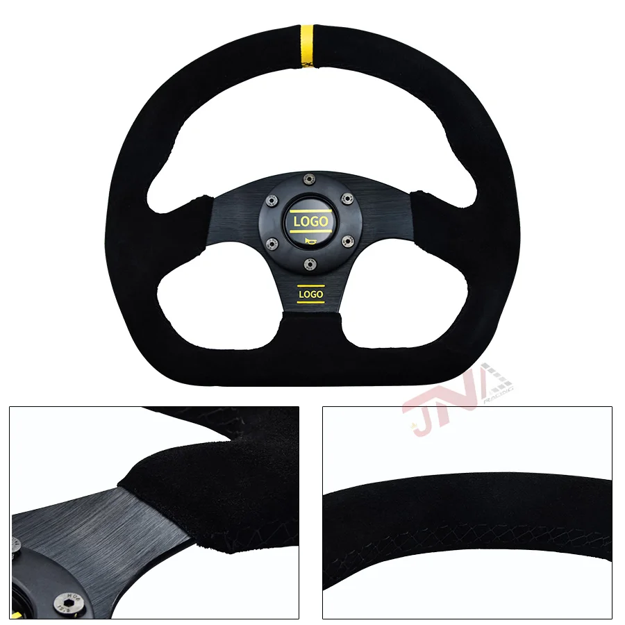 13inch D Shape Race Steering Wheel Suede Leather Go Kart Steering Wheel ...