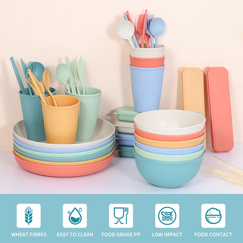Wholesale Portable Reusable Travel Utensils Set with case Wheat Straw Cutlery Set| Alibaba.com