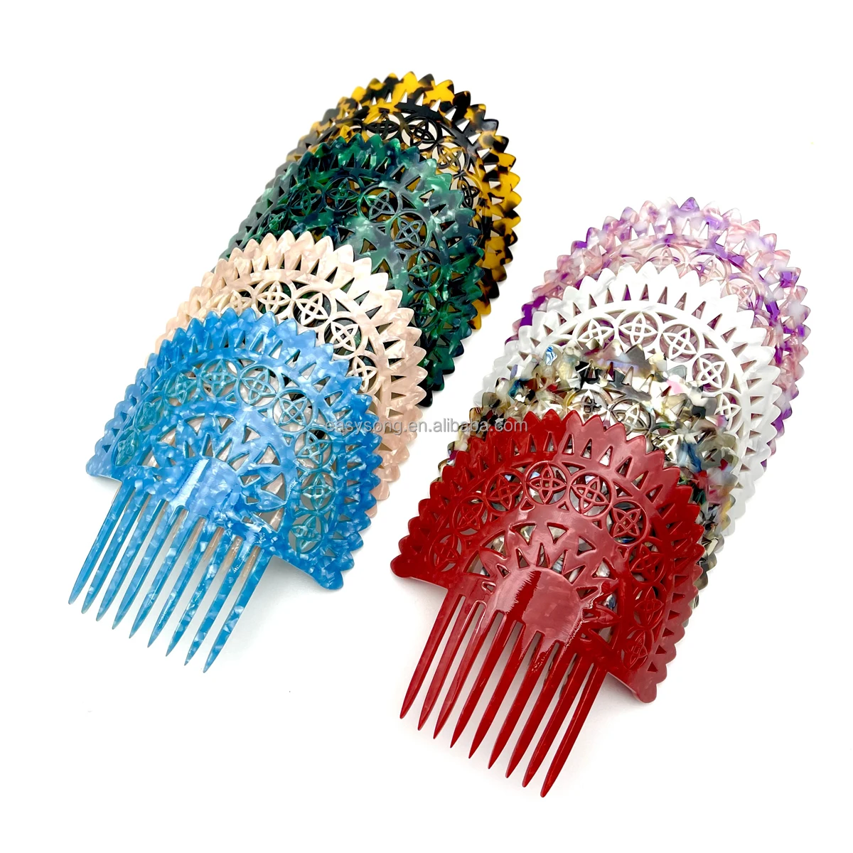 Samoan Combs - Vintage Engraved Hair Combs for Hawaiian Wear