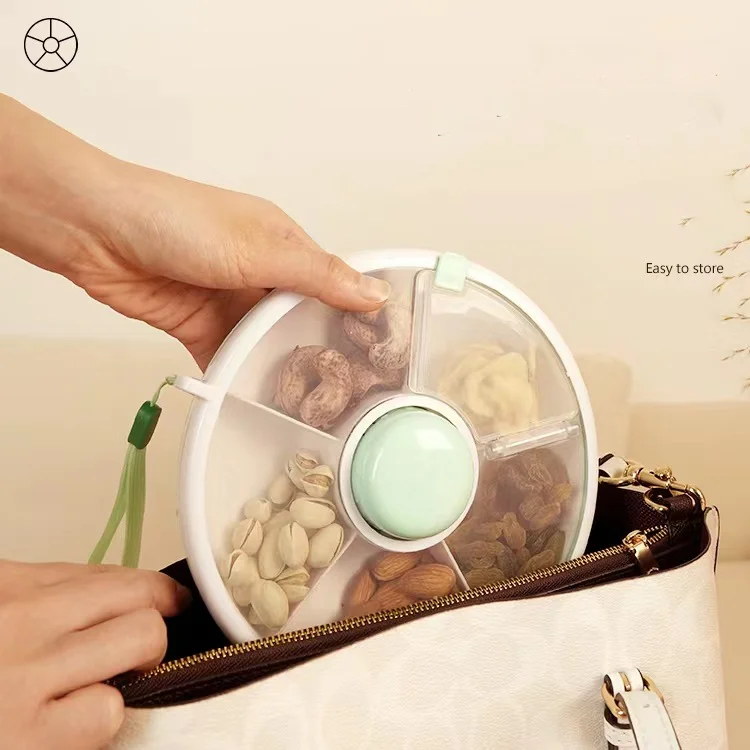 Home Portable Moisture-Proof Kids Snacks Rotating Plate Spinner Box ...