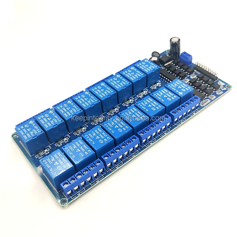 16 Channel 5V/12V 10A Relay Module - Optocoupler Isolation