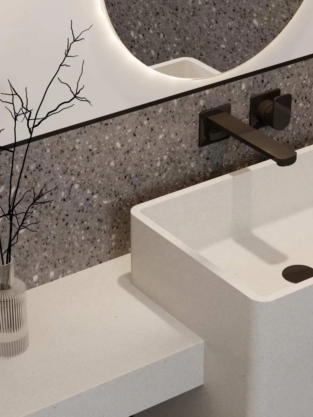 White Terrazzo Wash Basin Wash Basin Countertop Bathroom Set| Alibaba.com