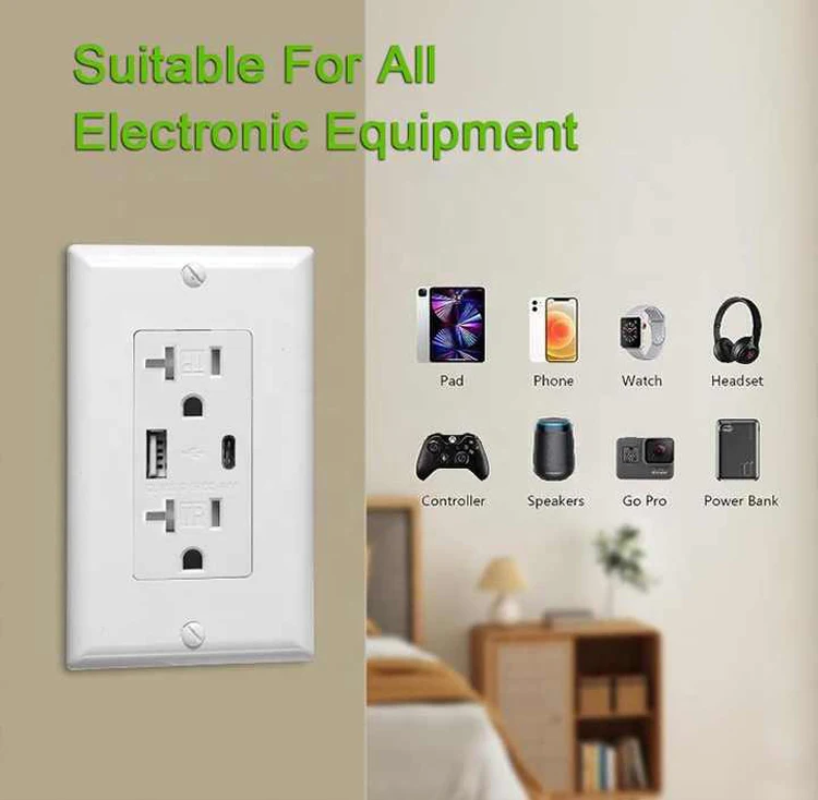 American 4.8A Type C Type a 2 Usb Power Outlet Receptacle Duplex Usb ...