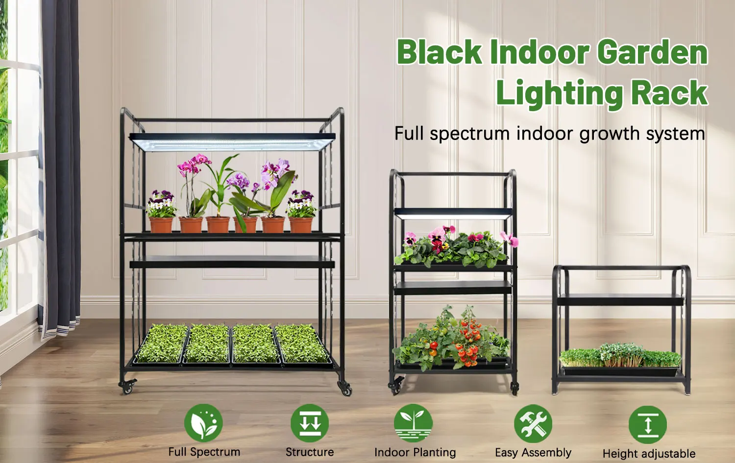 Two Tray Wheatgrass Microgreens Growing System Racks