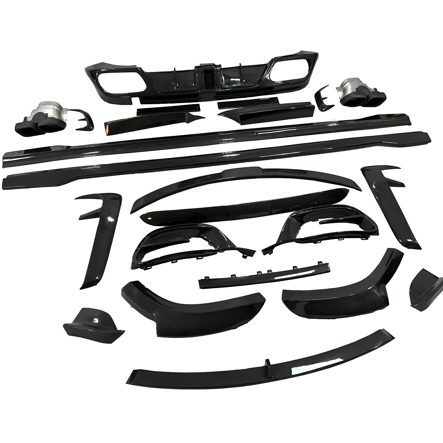 M Style Dry Carbon Fiber Full Set Body Kits Front Lip Side Skirts Roof ...