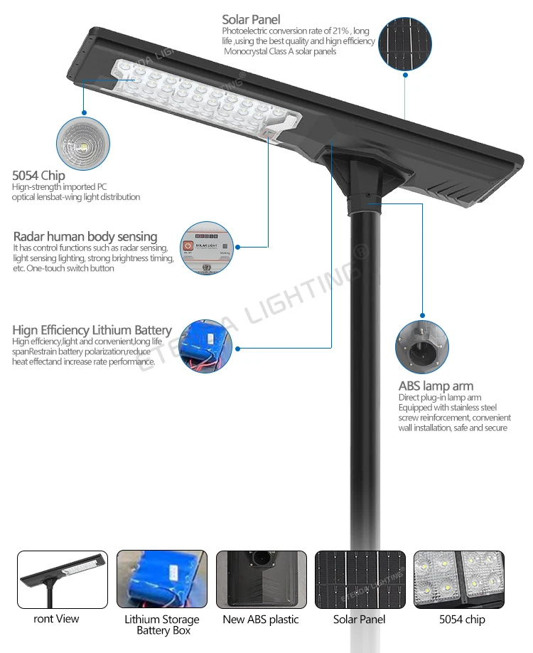 All in One Solar Light 800W 1000W Integrated Solar Lamp With Mono Solar ...