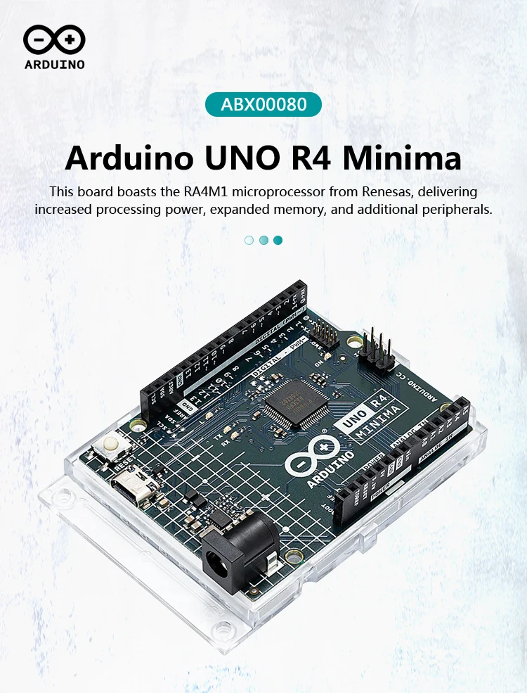 Renesas의 RA4M1 마이크로 프로세서를 자랑하는 오리지널 Arduino UNO R4 미니 마 개발 보드 ABX00080 ...