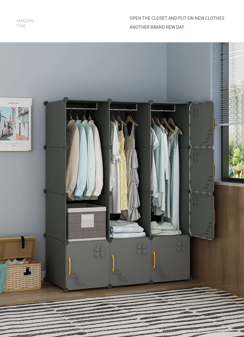 Cheap Folding Plastic Canvas Fabric Clothes Storage Organiser Wardrobe ...