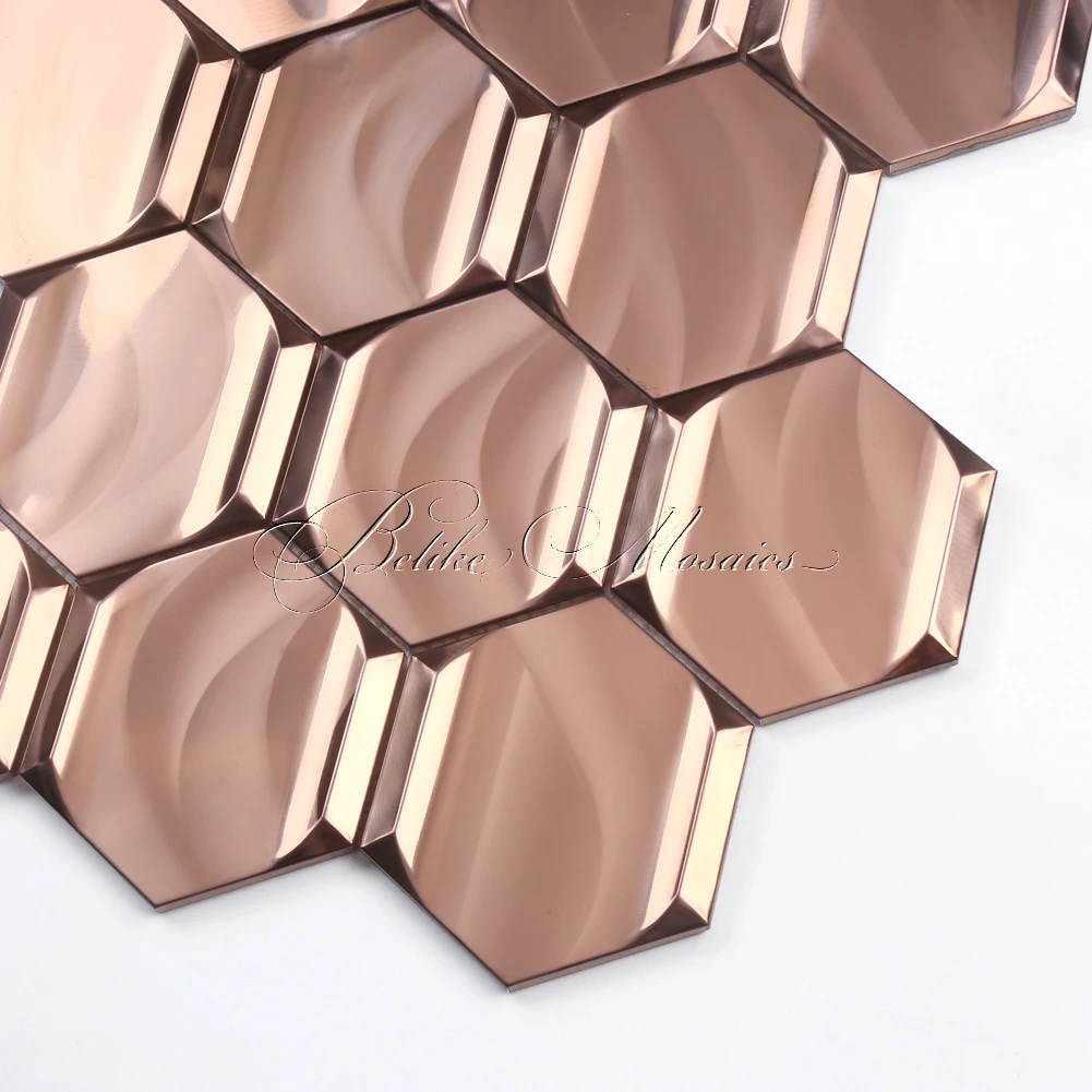 Magnificent Modern Hexagon Mosaic Wall Tile Raised Surface Metal ...