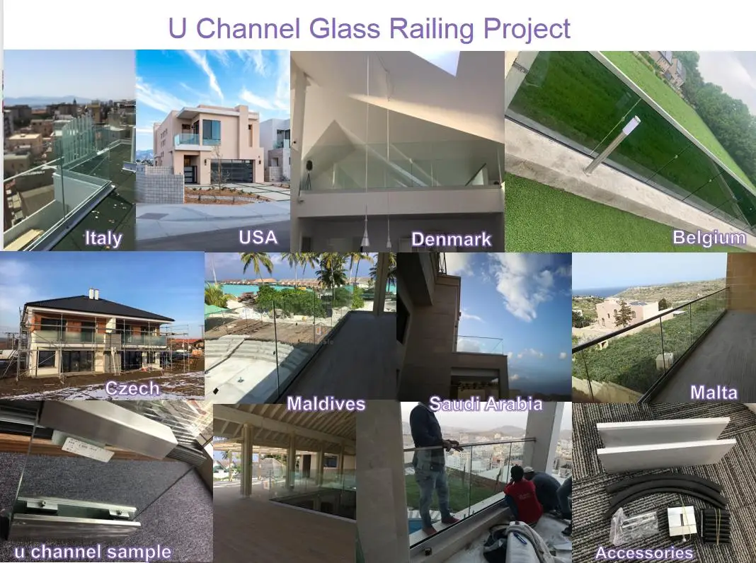 Australian Standards Aluminum U Channel Glass Railing