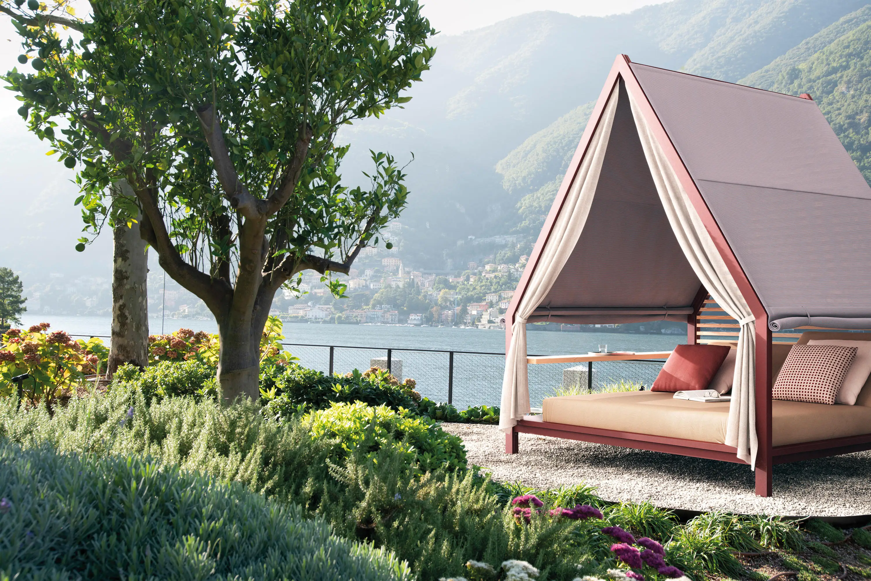 Outdoor Aluminum Daybed With Cushion Garden Sunbed Hotel Double-bed ...