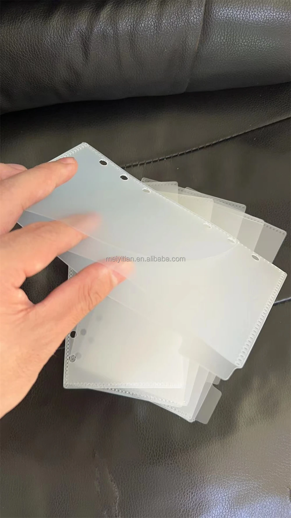 A6 Pink Frosted PP Cash Envelopes with 6 Tabs & 2 Pockets