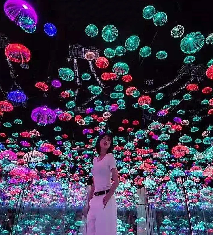 RGB Fiber Optic Jellyfish Tree Hanging Decor Light Garland Dandelion ...