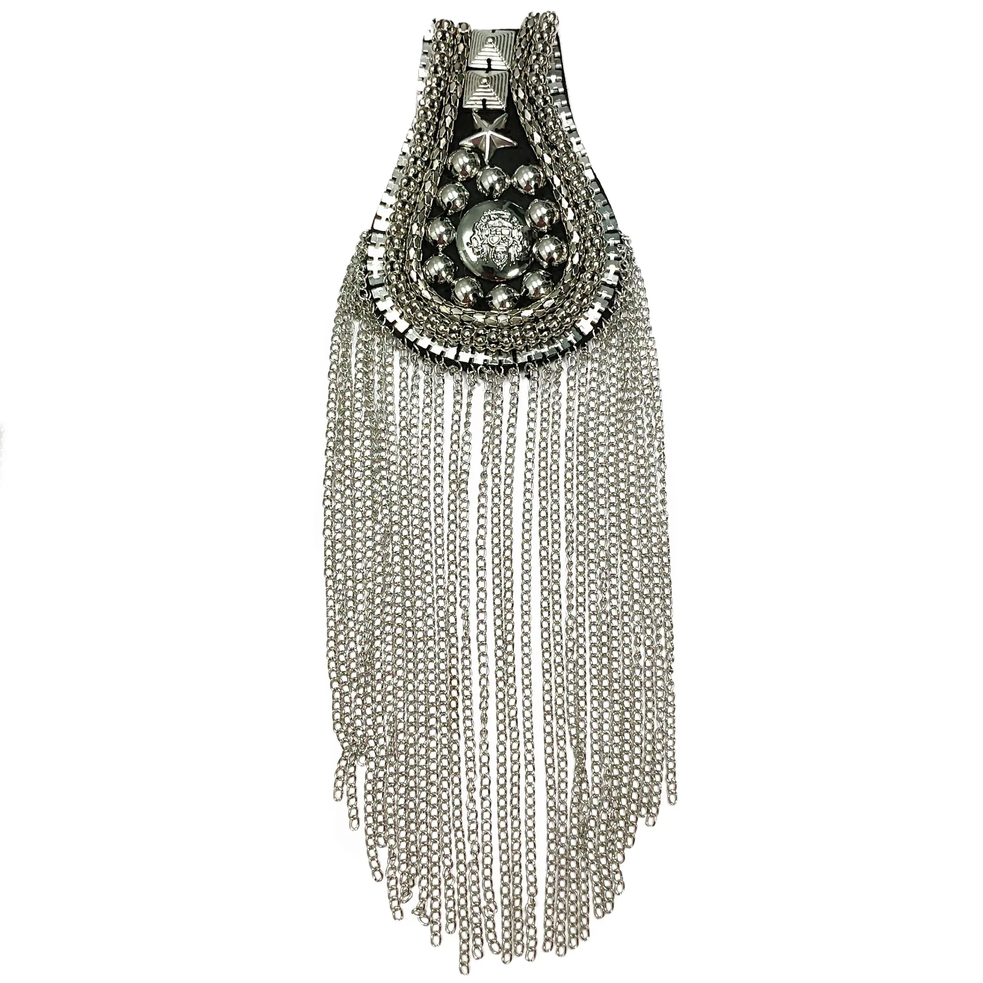 Hand-beaded British Retro Punk Style Metal Fringe Epaulette Corsage ...