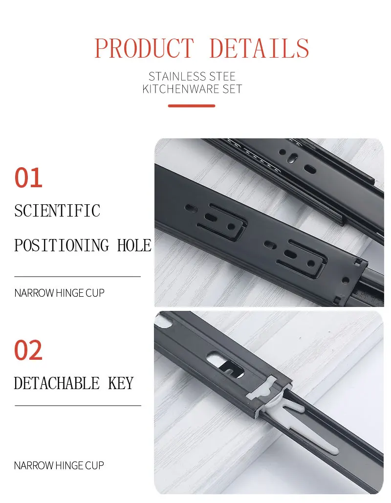 Oem Telescopic Table Heavy Drawer Slide 5 Fold Ball Bearing Silver Rail ...