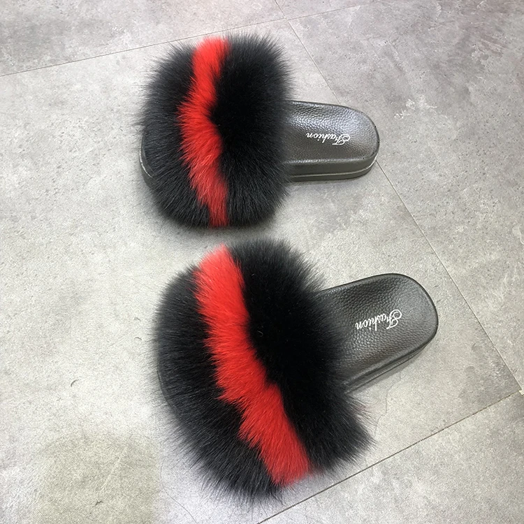 2022 Custom Wholesale Furry Ball Slippers - Real Fur Sandals