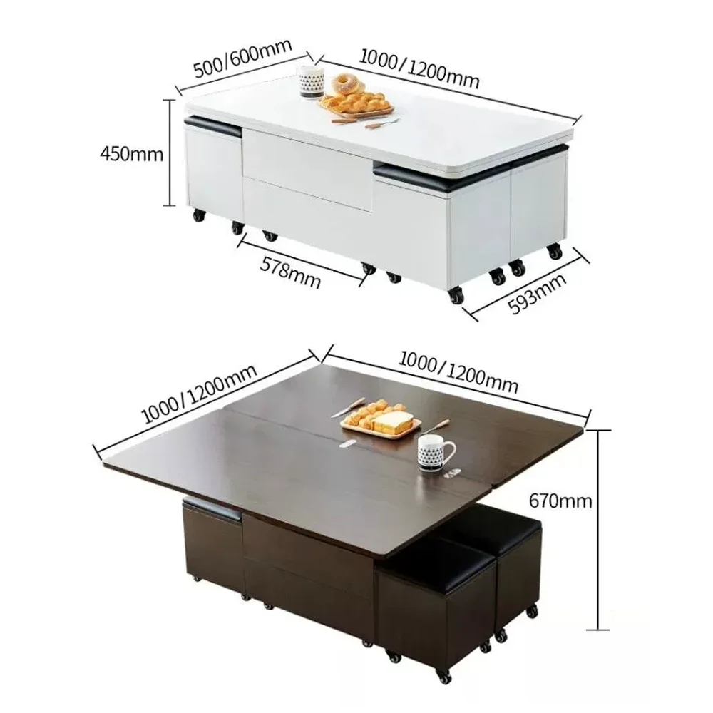 Lift up Multifunction Adjustable Convertible Dining Table