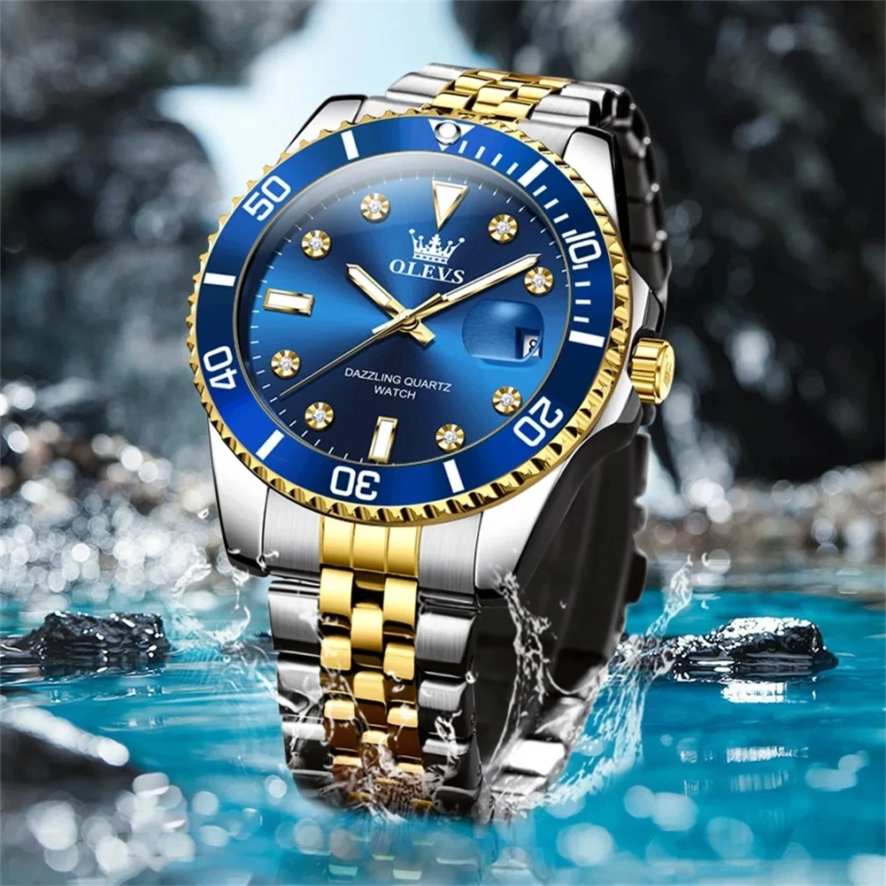 Olevs 9809 Men's Watch Fashion Original Diving Series Quartz Watch ...