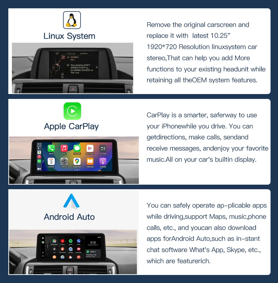 CARABC Linux System Wireless Apple Carplay for BMW 1/2 Series