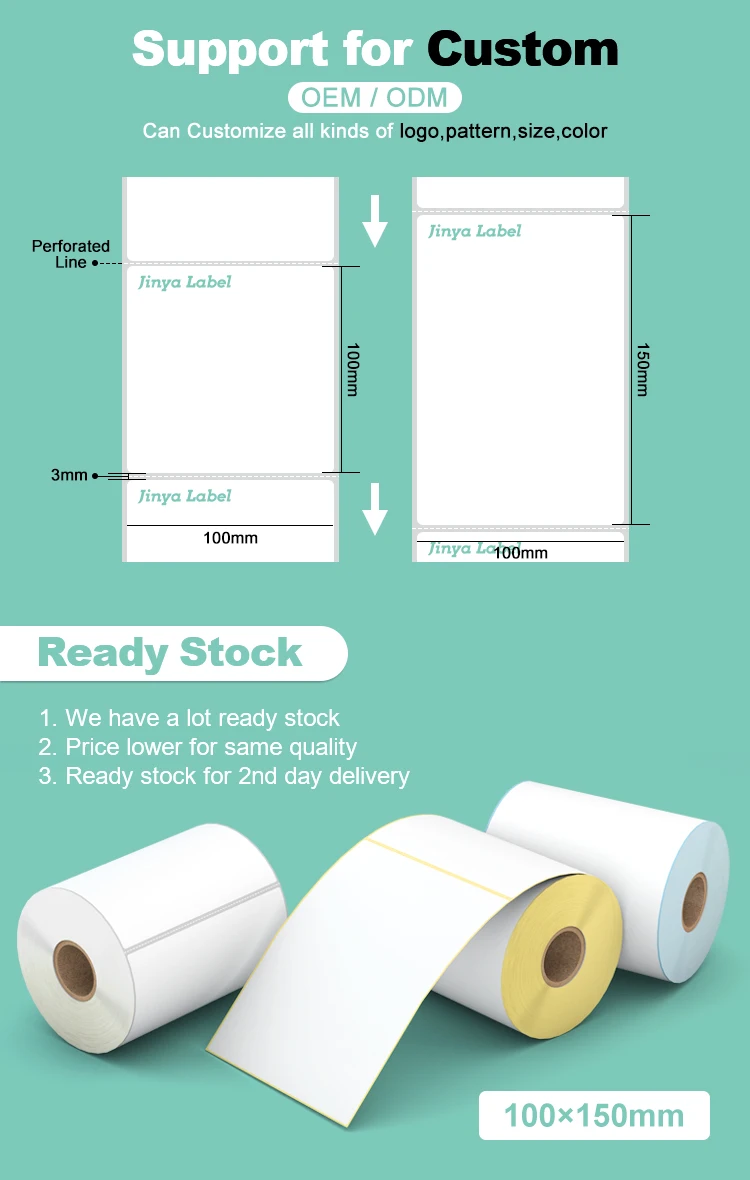 Blank Adhesive Etiqueta 4* 8 Waybill Thermal Paper Sticker Label Rolls ...