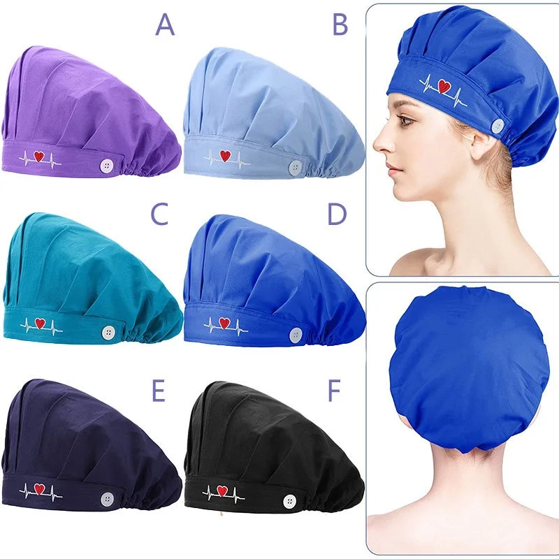 Embroidered Logo Women Solid Color Working Scrub Cap