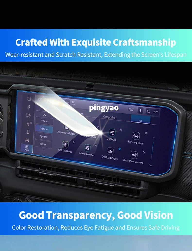 Tempered Glass Touch Screen Protector For Jeep Wrangler & Windshield ...