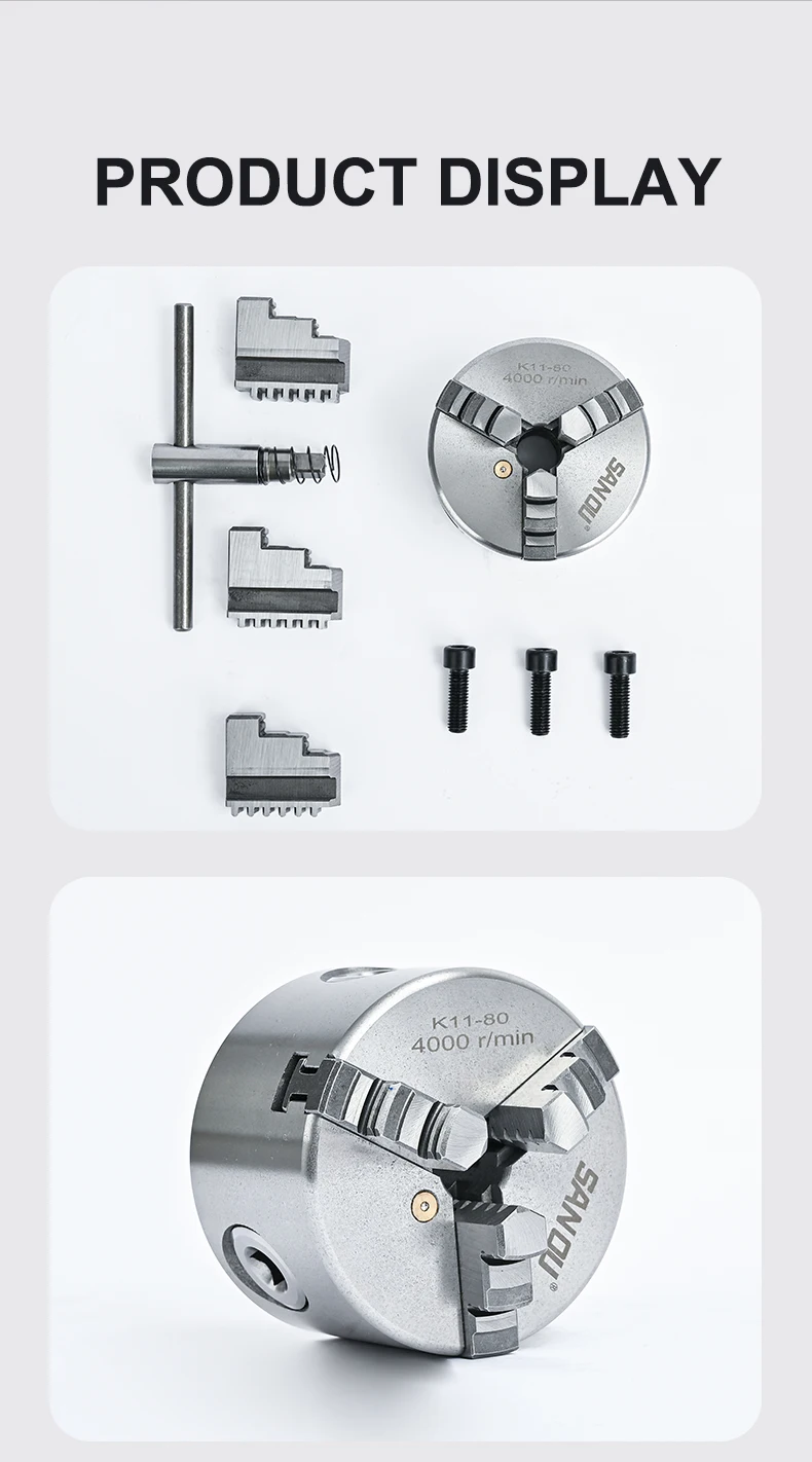 Mini Lathe Chuck 80mm Sanou Brand 3 Jaw Lathe Chuck K11-80 Metal Self-centering Chuck For Mini ...