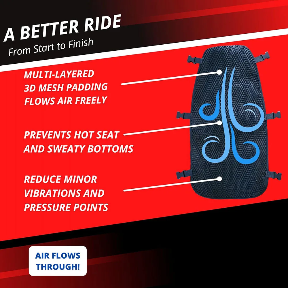 3d Mesh Cooling Air Flow Motorcycle Seat Pad Versatile Powersports ...