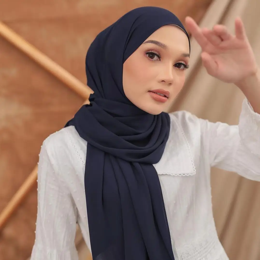 High Quality Islamic Malaysia Chiffon Shawls Plain Headband Muslim ...