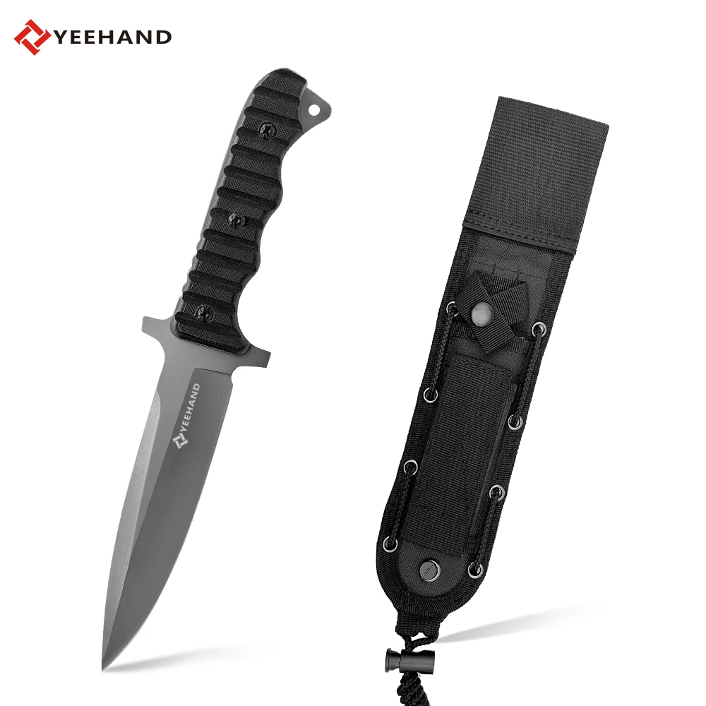 New Arrival Titanium Plated Blade G10 Handle Survival Knife Fixed Blade ...