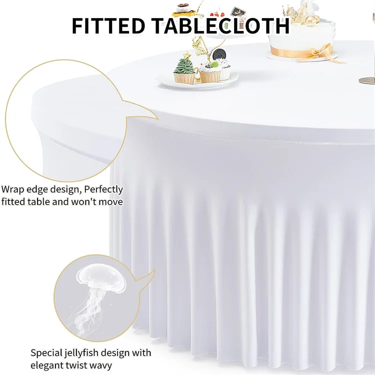 White 4ft Spandex Round Tablecloths Stretch Round Fitted Wrinkle Free ...