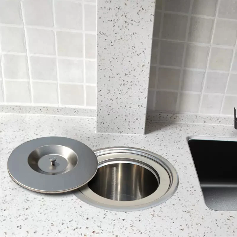 Leasylife Cabinet Countertop Recessed Trash Can Built in Waste Bin ...