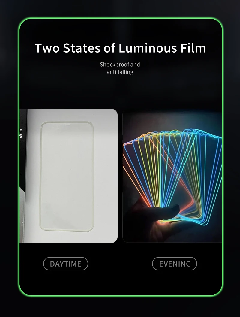 Luminous Fluorescent Color Screen Protectors for Iphone