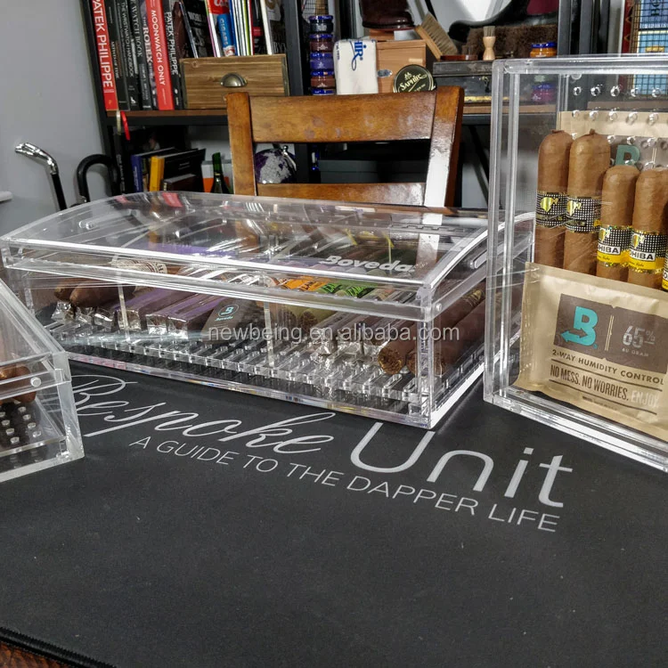 Custom Manufacturer Acrylic clear Cigar Humidor Box Black Acrylic Cigar ...