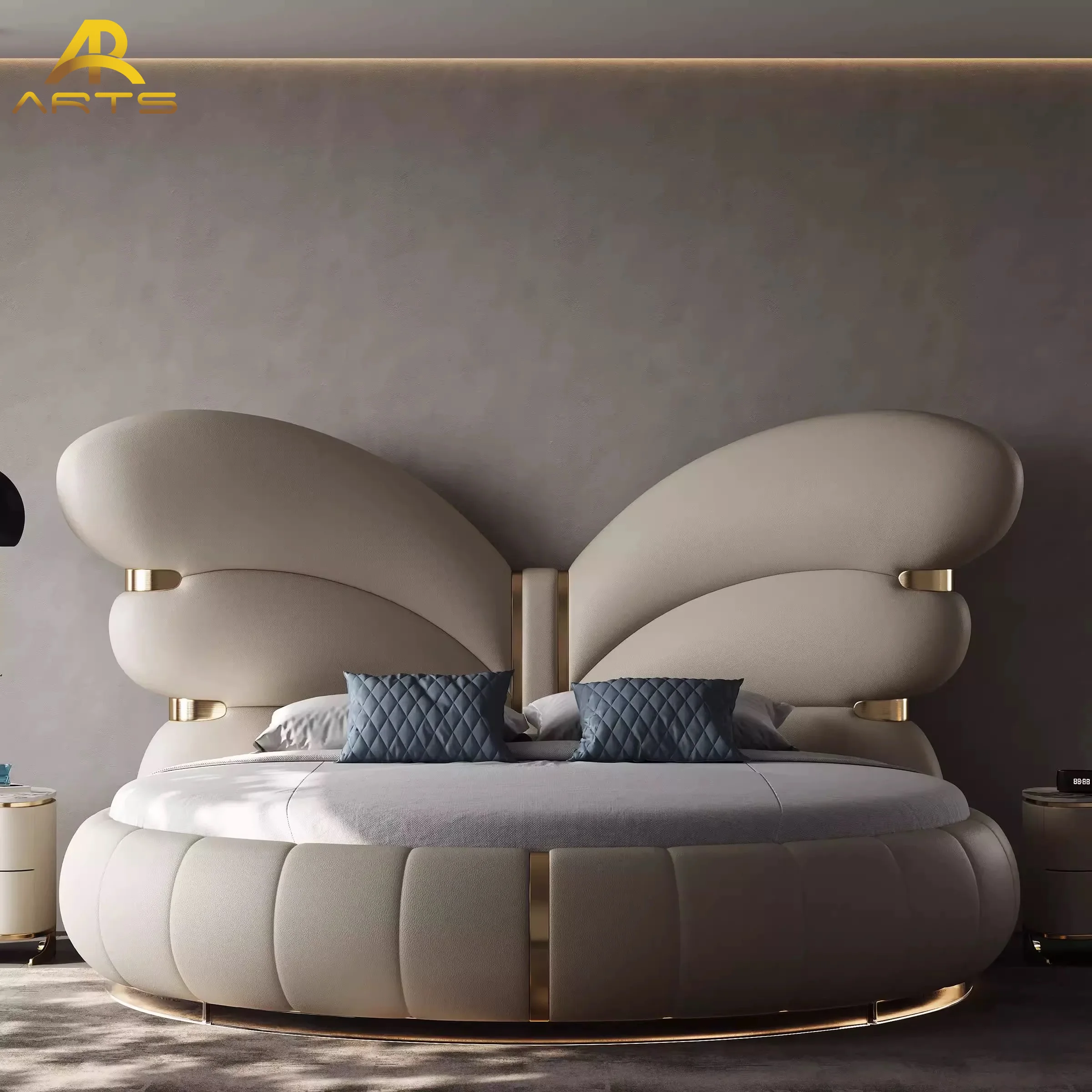 Modern Upholstered Butterfly Headboard Bed Set - King & Queen Size Sale ...