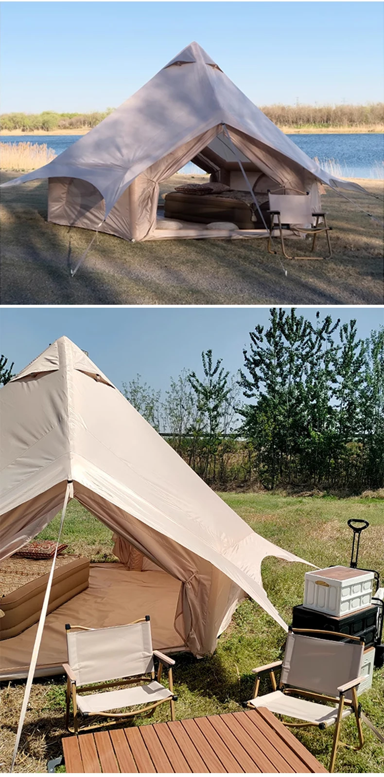 3/4/5/6/7 Meters Camping Canvas PU 3000mm Inflatable Yurt