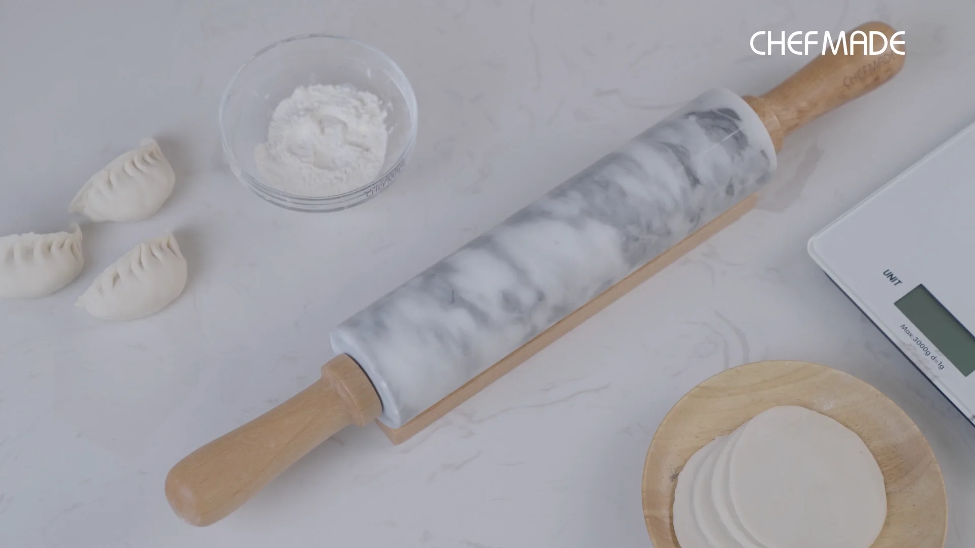 Chefmade Kitchen Baking Tool Marble Stone Rolling Pins With Base - Buy ...