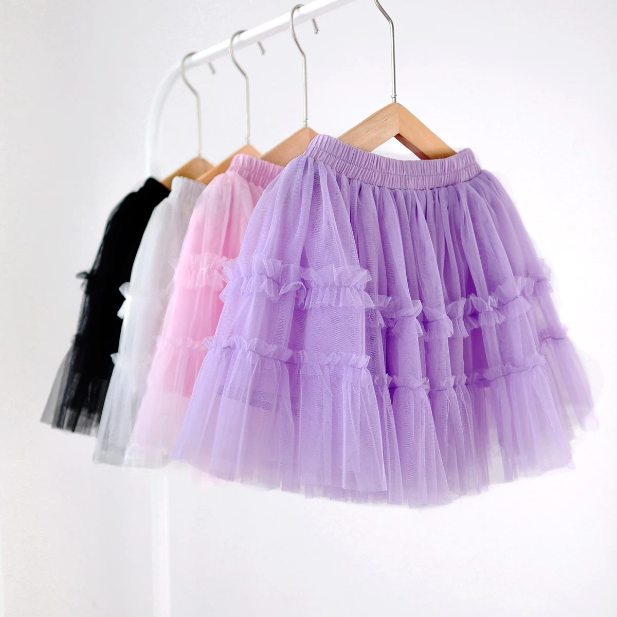 Kids Tiered Tutu Children Ruffle Layer Skirt Lining Cotton Kids Tulle ...