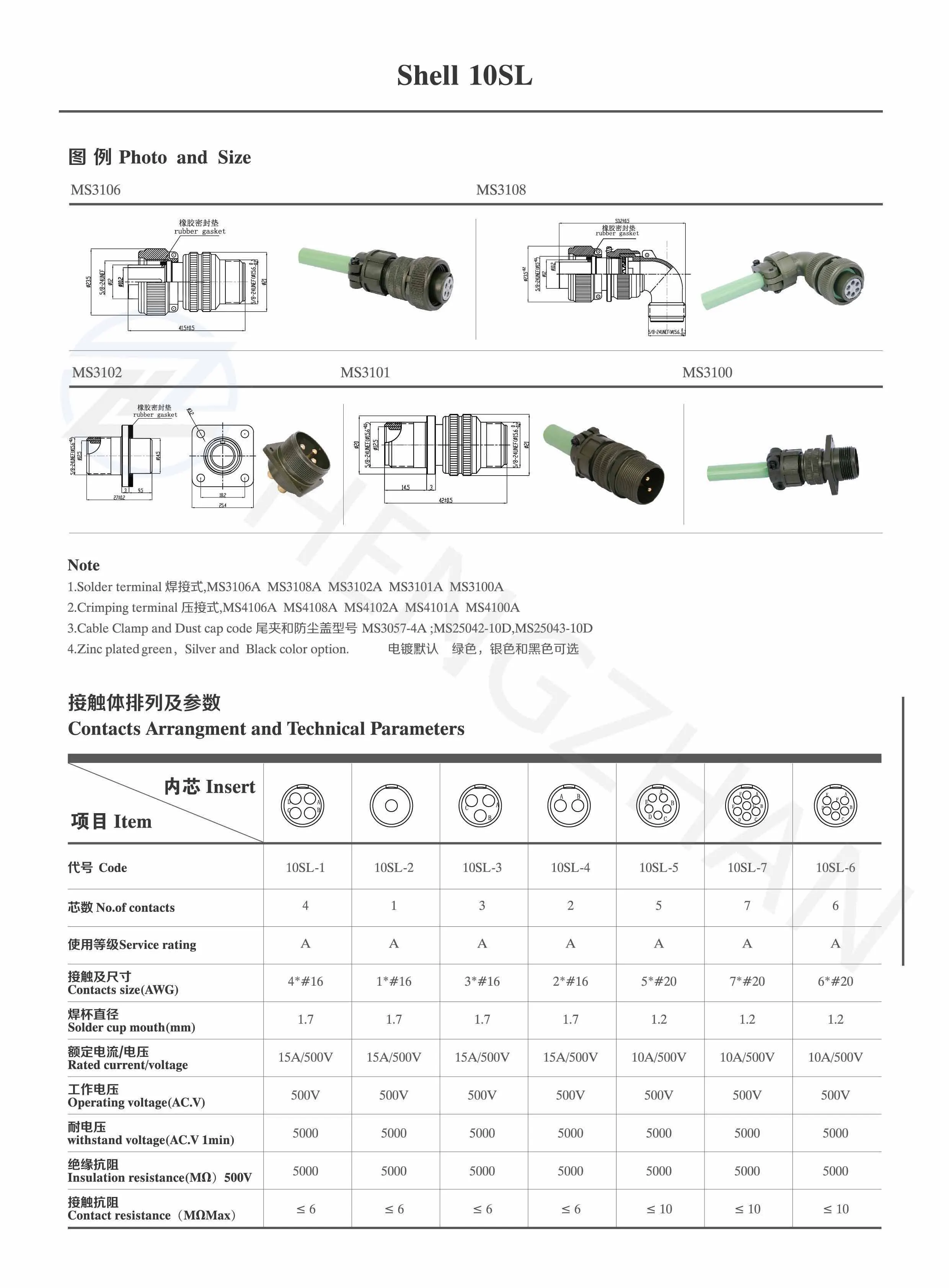 Amphenol MS3106A-10SL-3P Connector - Reliable 3 Way Cable Mount Plug