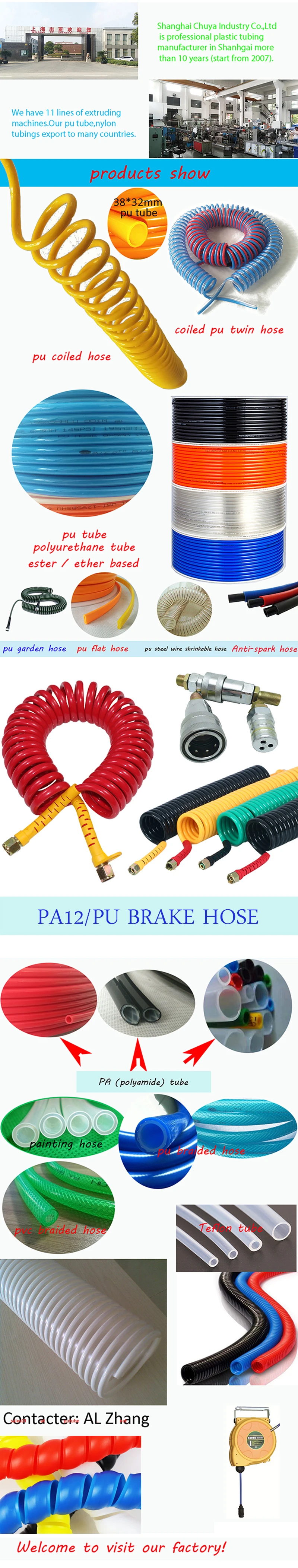 Multi Rows Polyurethane Pu Coil Tube Pu Spiral Hose Tpu Coil Tubing ...