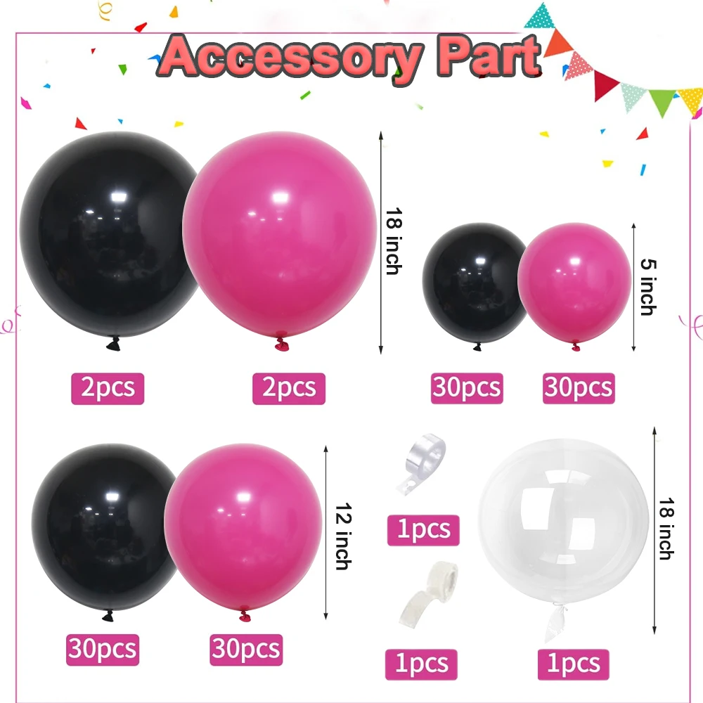 Rose Red Black Balloons Garland Arch Kit Birthday Decoration Wedding ...