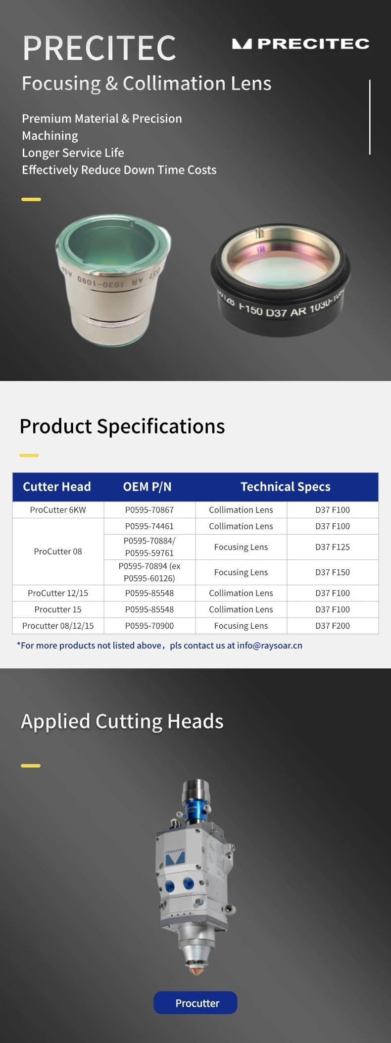 Precitec Laser Collimating Lens for Precitec Procutter2.0