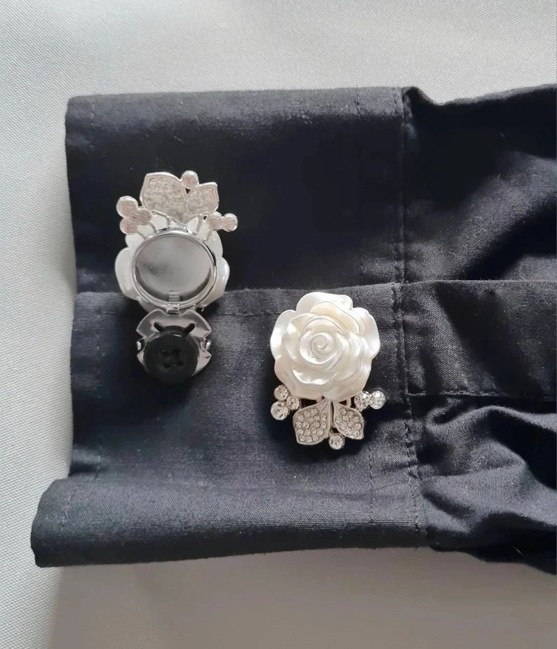 Elegant Crystal Button Covers for Women's Cufflinks